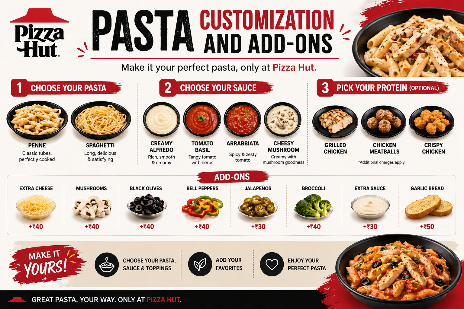 Pizza Hut Pasta Menu – Creamy Alfredo, Marinara & Baked Pasta
